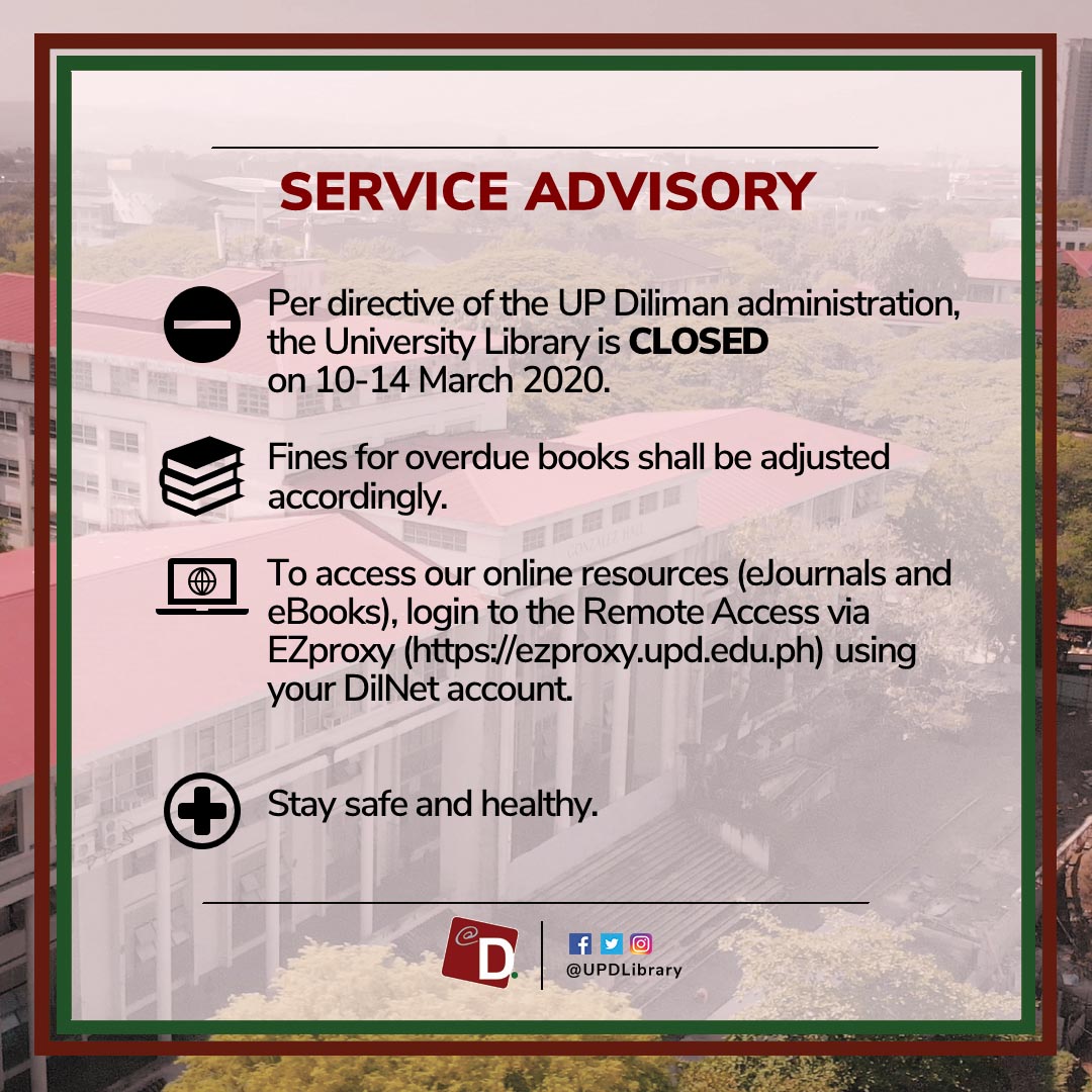 Service Advisory: UP Diliman Directive on COVID-19 – The University ...