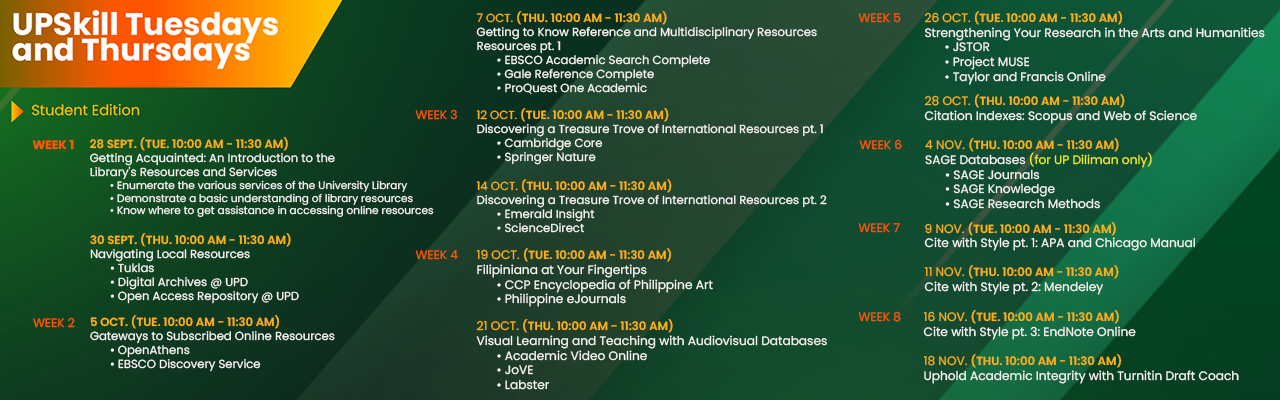 Website Schedule banner (1) – The University Library, University of the ...