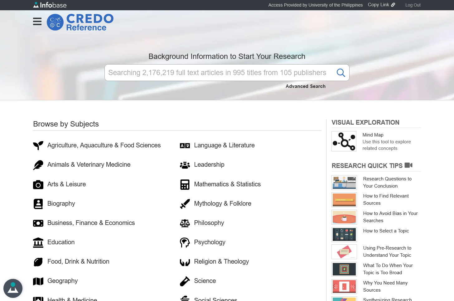 Credo Reference (2025 Trial) – The University Library, University of the Philippines Diliman